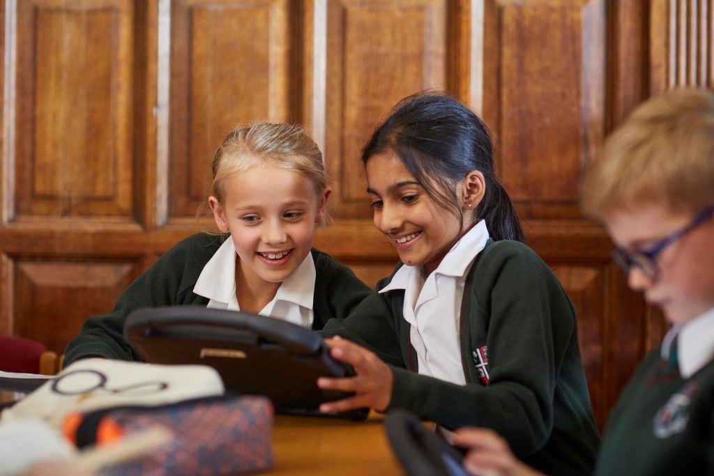 Bronte - library two girls | Woodhouse Grove School